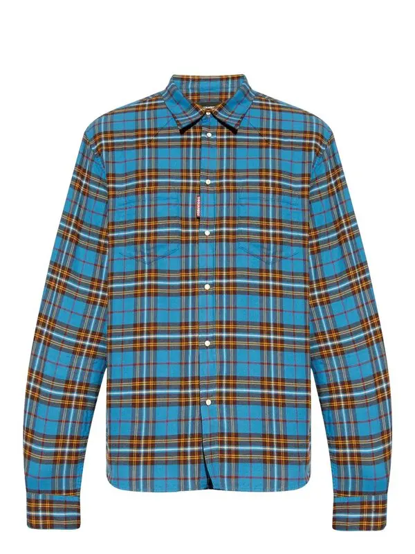 Dsquared2 Checked Cotton Shirt - Blue