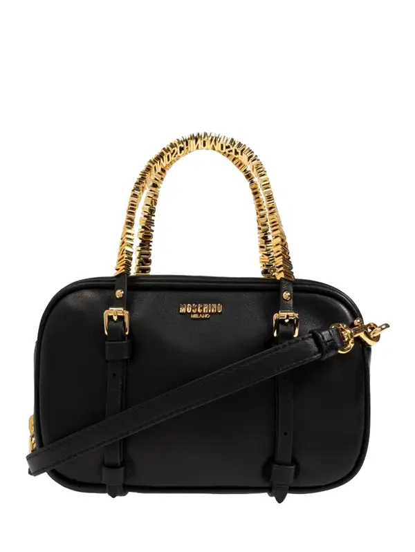 Moschino Lettering Leather Tote - Black