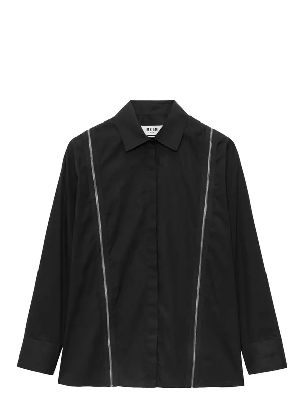 MSGM Zip-detail Long-sleeve Shirt - Black
