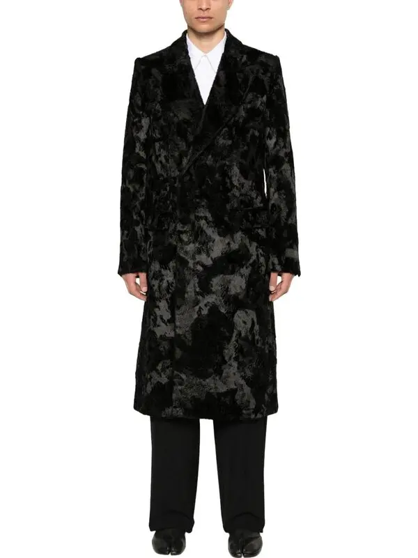 MAISON MARGIELA Patterned Jacquard Faux-fur Coat - Black