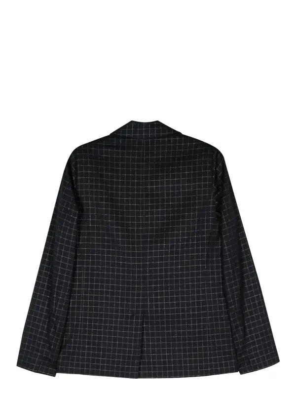 FORTE_FORTE Grid-pattern Single-breasted Blazer - Black