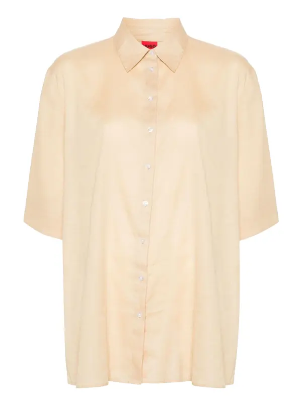Hugo Regular-fit Slub Texture Shirt - Neutrals