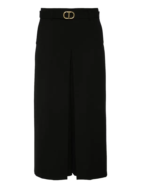 TWINSET Belted Wide Leg Trousers - Black