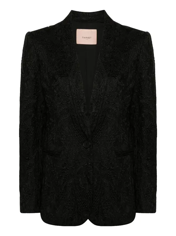 TWINSET Guipure Lace Blazer - Black