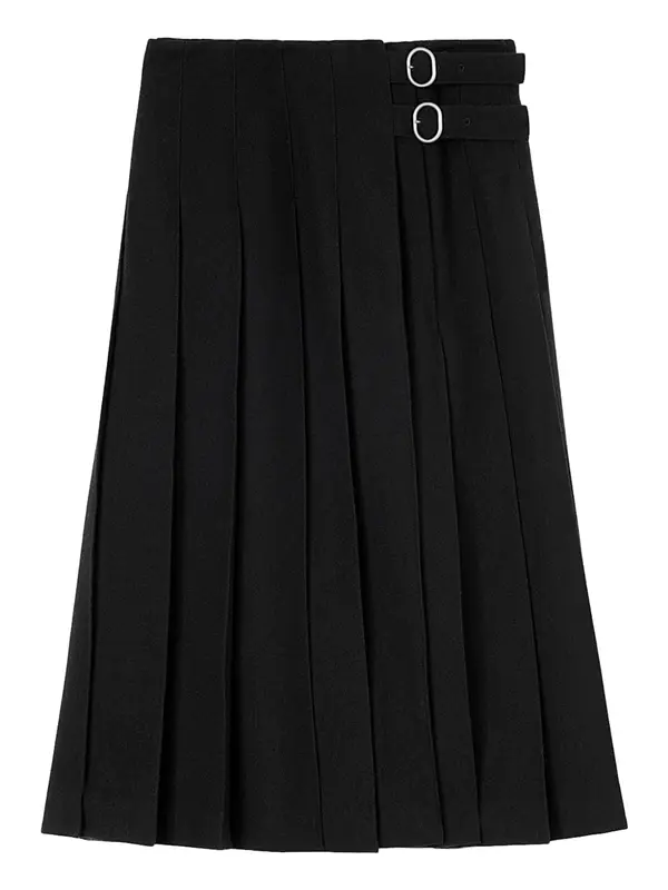 JIL SANDER High-waist Pleated Midi Skirt - Black