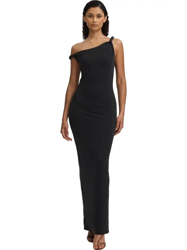 Good American Twisted Strap Jersey Maxi Dress - Black