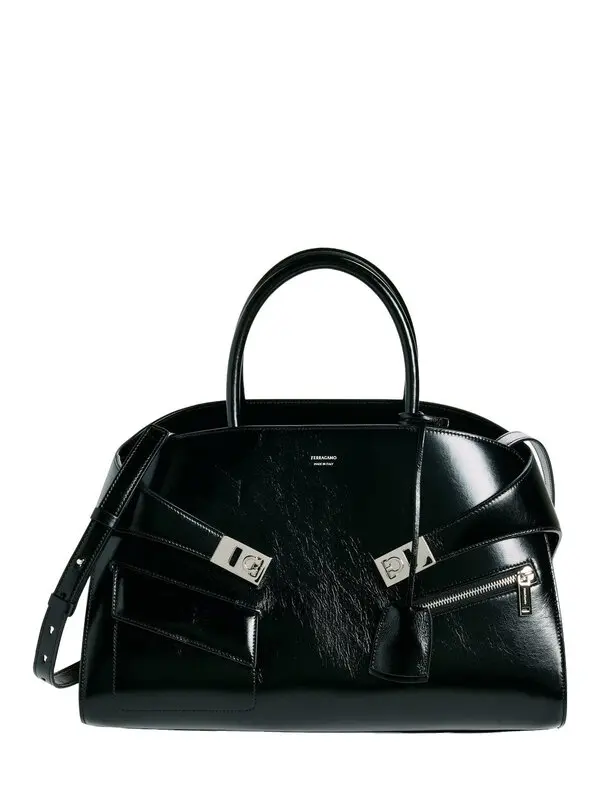 FERRAGAMO Medium Satchel Bag With Zip Pocket - Nero