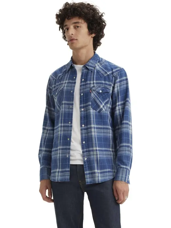 LEVI'S Classic Standard Fit Western Shirt Chambray - Crater Indigo Plaid