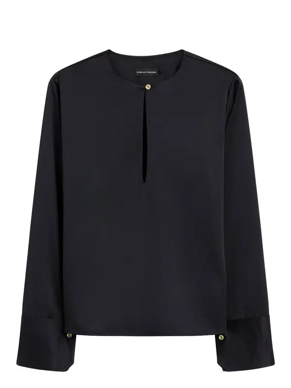 Scanlan Theodore Silk Satin Top - Navy