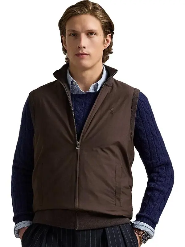 Ralph Lauren Hybrid Full-zip Sweater Vest - Brown Combo