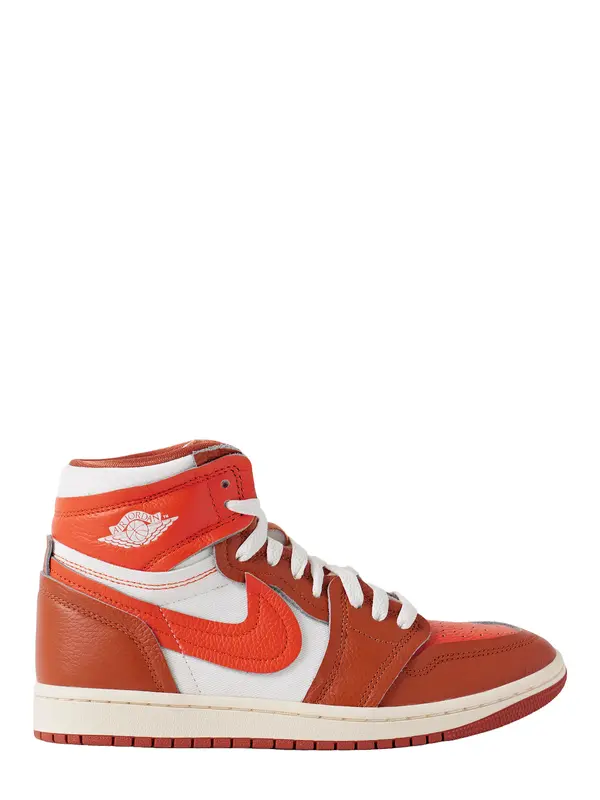 Nike Jordan 1 High Leather And Twill Sneakers - Orange