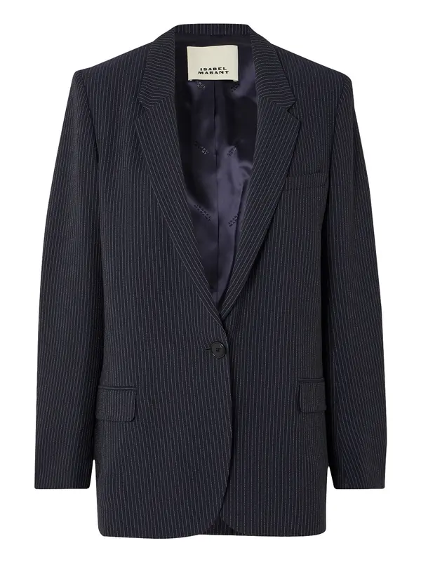 Isabel Marant Omelia Pinstriped Crepe Blazer - Blue