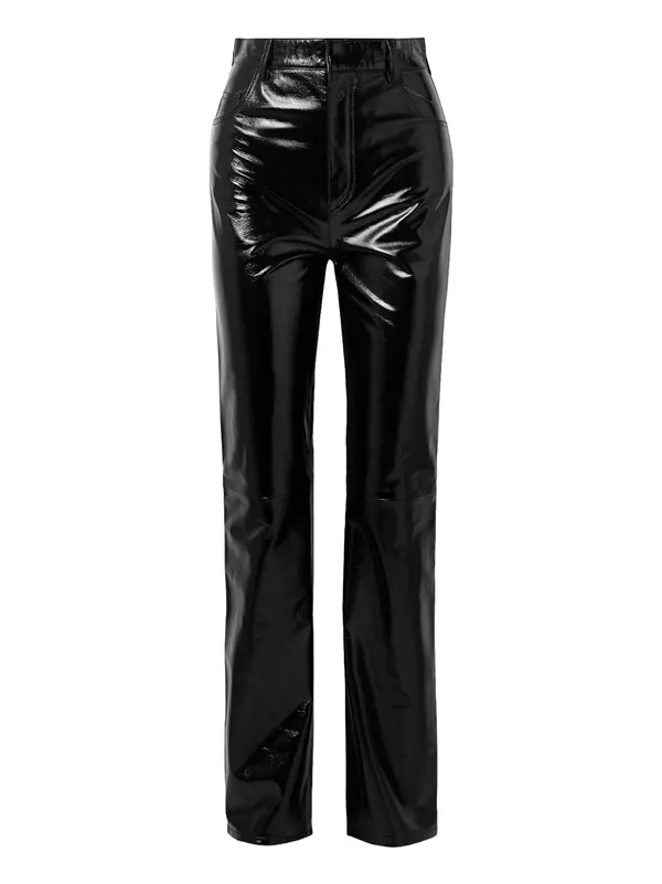 PETAR PETROV Patent-leather Straight-leg Pants - Black