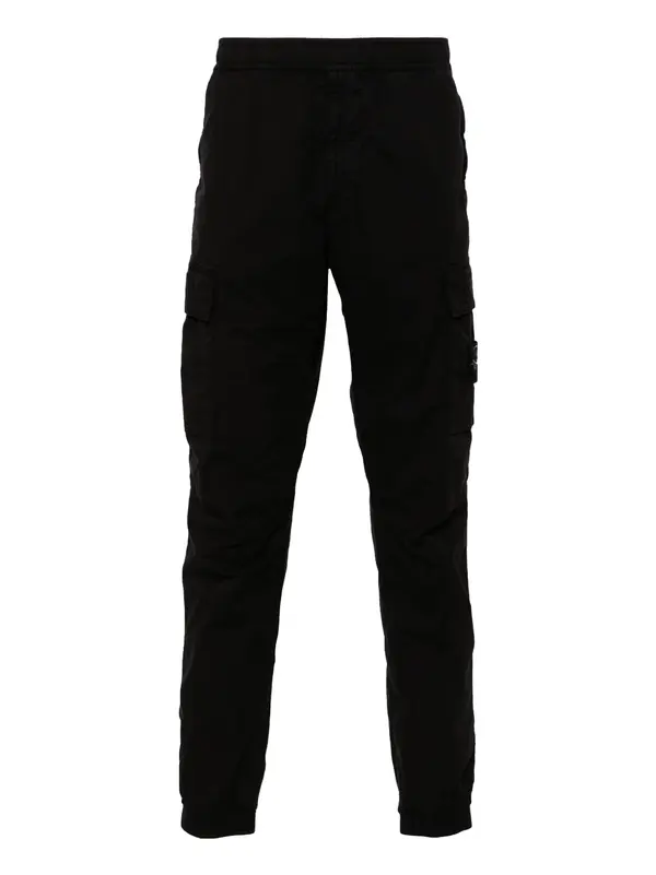 Stone Island Tapered Leg Cargo Pants - Black