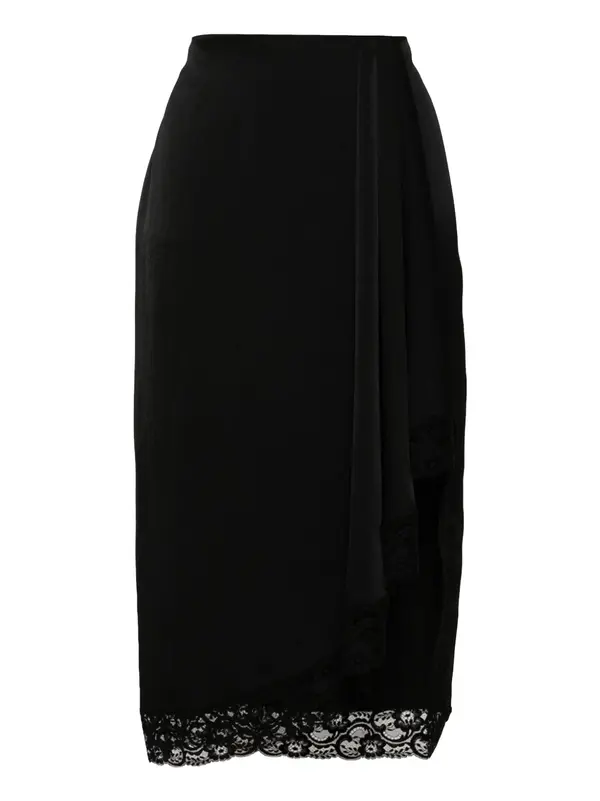 Blumarine Asymmetric Lace Skirt - Black