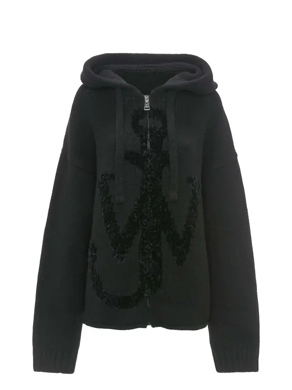 JW Anderson Anchor Logo Zip Hoodie - Black