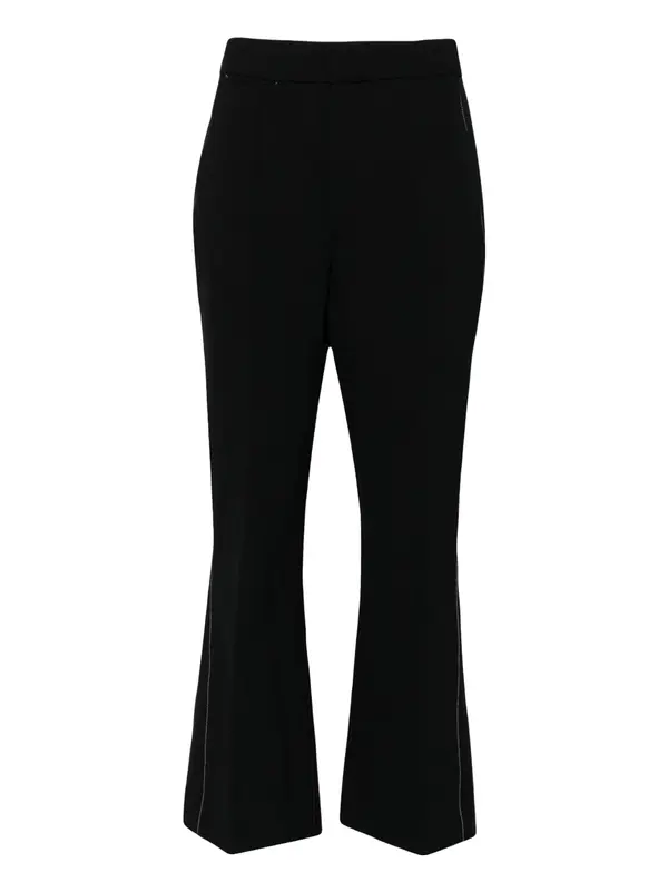 Victoria Beckham Contrast-stitching Flared Trousers - Black