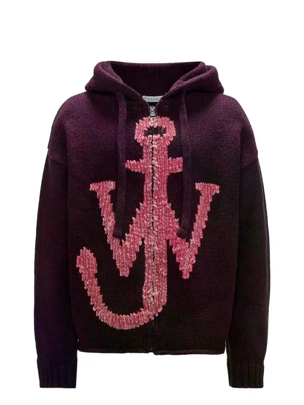 JW Anderson Anchor-logo Zip Hoodie - Purple