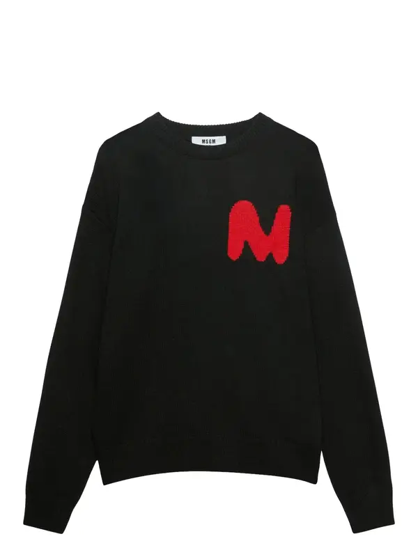 MSGM Embroidered-logo Knitted Jumper - Black