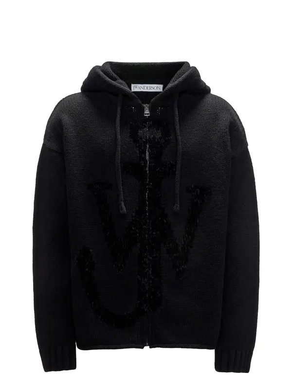 JW Anderson Anchor-logo Zip Hoodie - Black