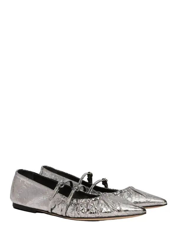 MSGM Metallic Ballerina Shoes - Silver