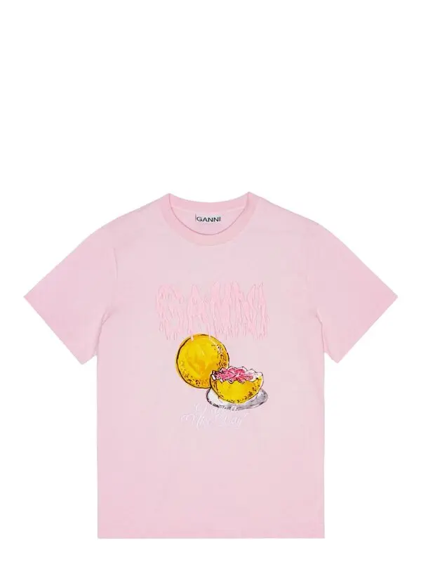 GANNI Graphic Print T-shirt - Pink