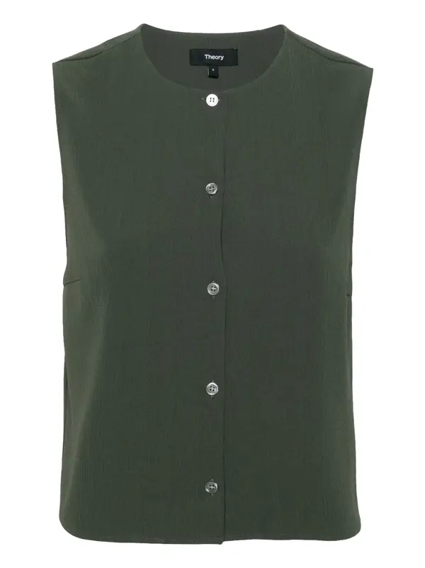 Theory Striped Crepe Vest - Green