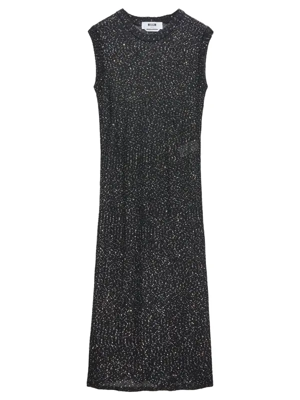 MSGM Sequin-embellished Midi Dress - Black