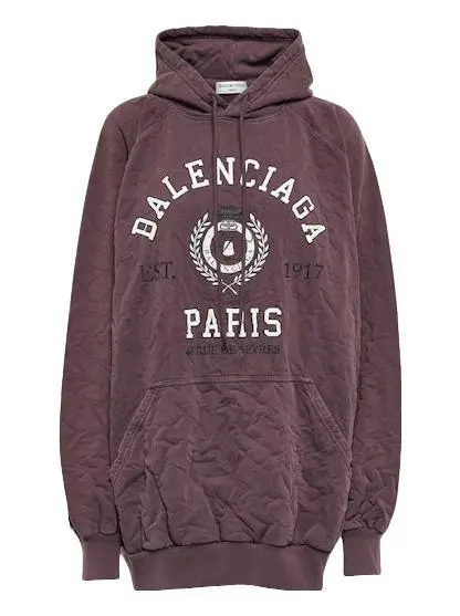 Balenciaga College 1917 Oversized Hoodie - Burgandy/white