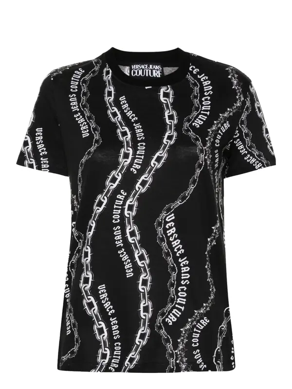 Versace Chain Couture Print T-shirt - Black