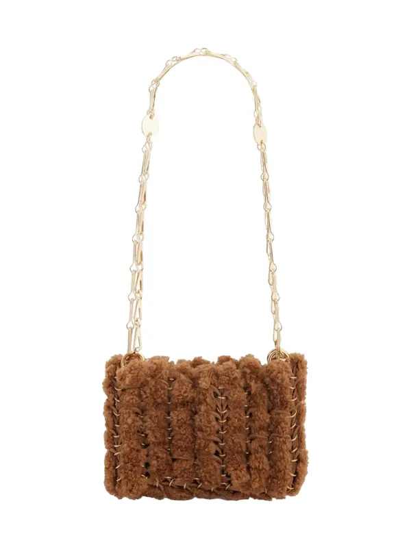 Rabanne 1969 Nano Shearling Shoulder Bag - Brown
