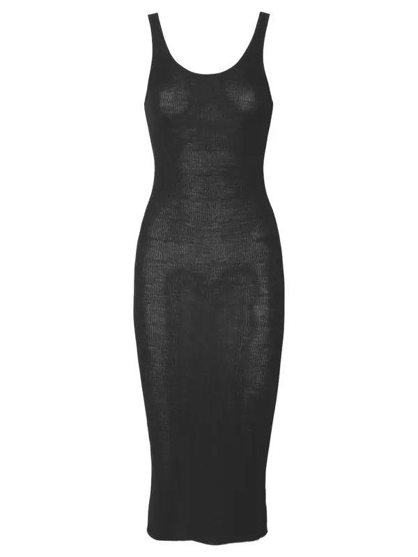 Cashmere In Love Sleeveless Wool Midi Dress - Black