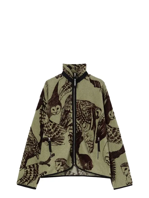 JIL SANDER Patterned-jacquard Zip-up Sweatshirt - Green