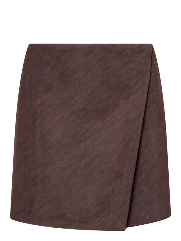Philosophy Di Lorenzo Serafini Mélange-effect Wrap Mini Skirt - Brown