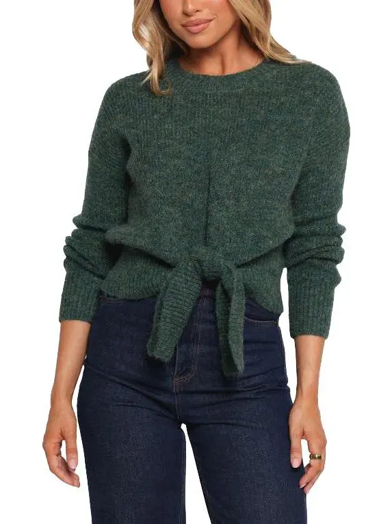 PETAL & PUP Captivate Tie Hem Sweater - Emerald