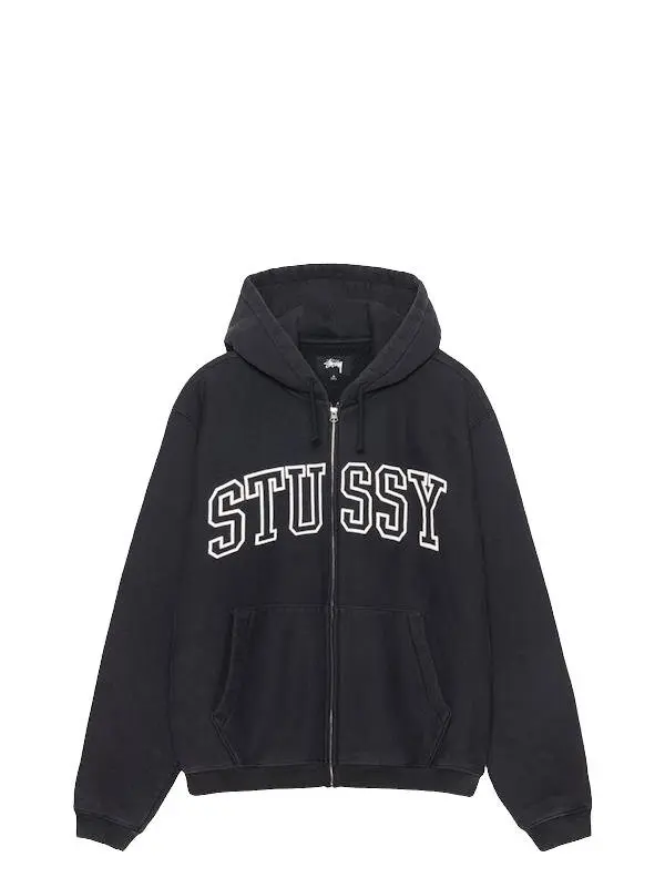 StÜssy Outline Zip Hoodie - Washed Black