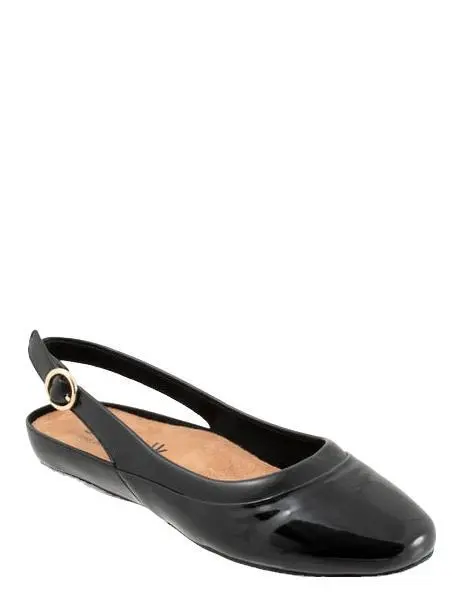 Softwalk Sheffield Slingback Flat - Black Patent