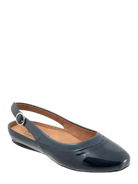 Softwalk Sheffield Slingback Flat - Navy Patent