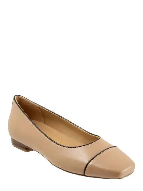 Trotters Harbor Cap Toe Flat - Beige/black
