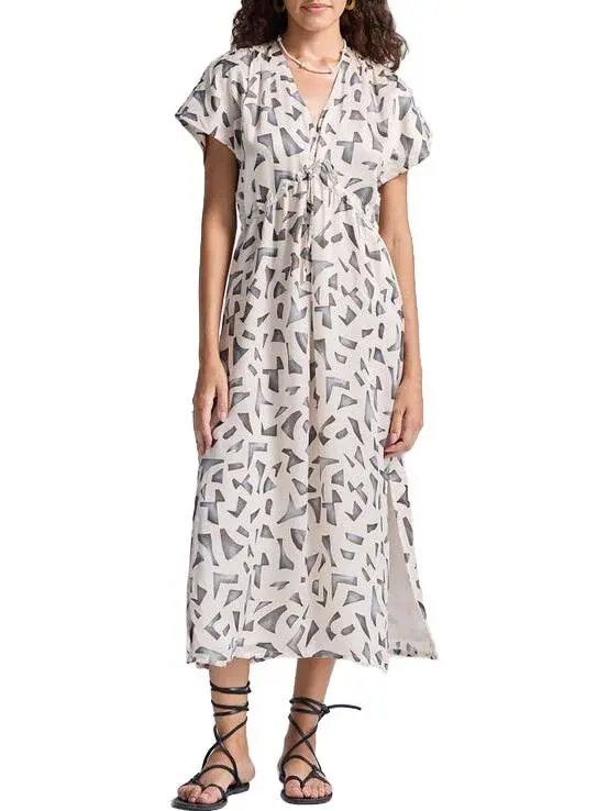 REISTOR Gathered Maxi Dress With Drawstring Waist And Side Slits - Mosaic