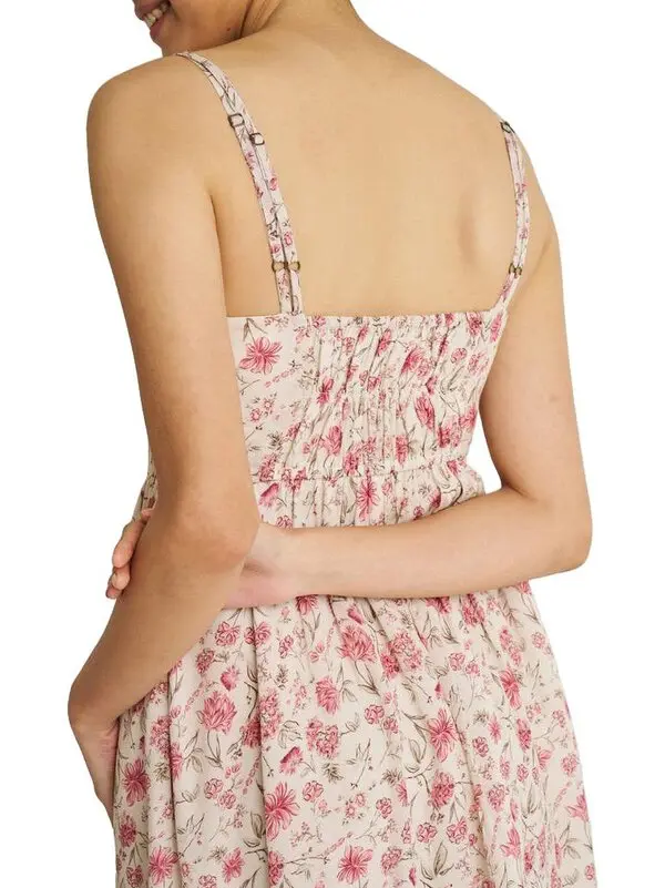 REISTOR Gathered Strappy Midi Dress - Petal Fusion