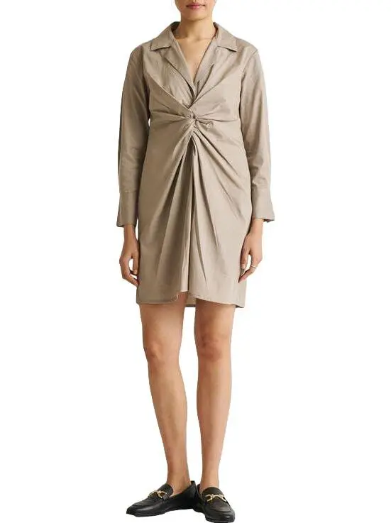 REISTOR Front Twist Organic Cotton Dress - Ecru