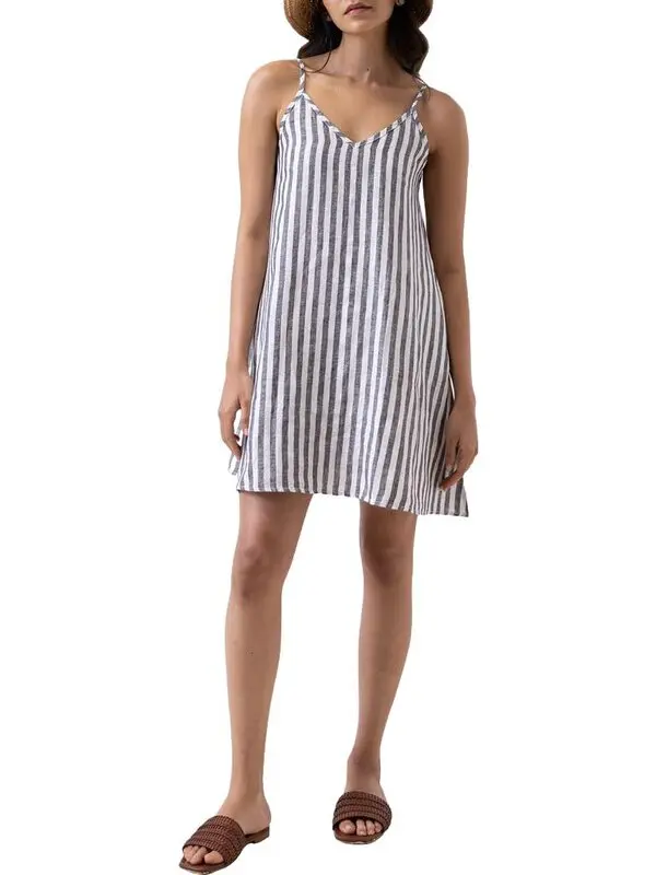 REISTOR Short Tent Dress With Back Tie - Black And White Stripes