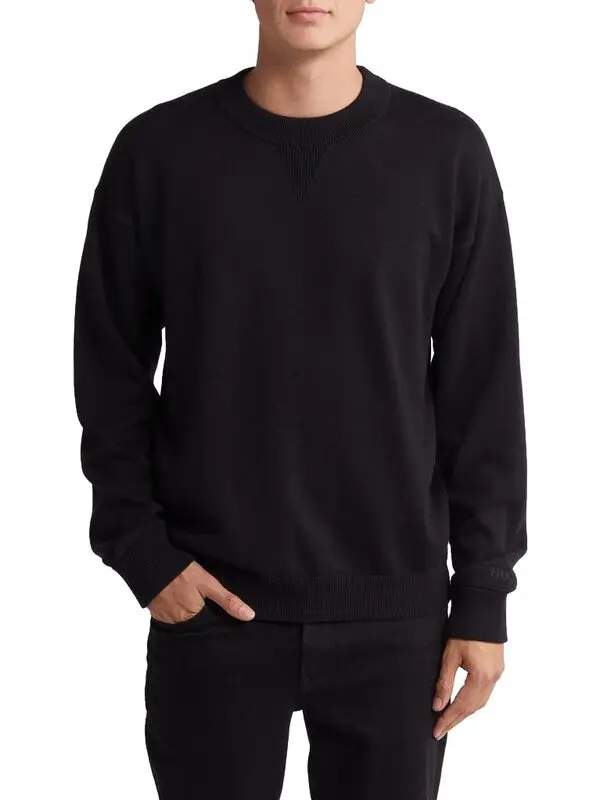 Hugo Boss Relaxed Fit Cotton Sweater - Black