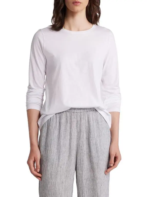 Eileen Fisher Long Sleeve Organic Cotton T-shirt - White