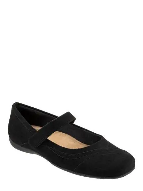 Trotters Sherese Mary Jane Flat - Black Suede