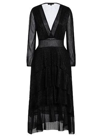 Maje Metallic Knit Midi Dress - Black