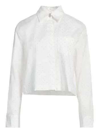 Maje Woven Shirt With Crystal Appliqués - White