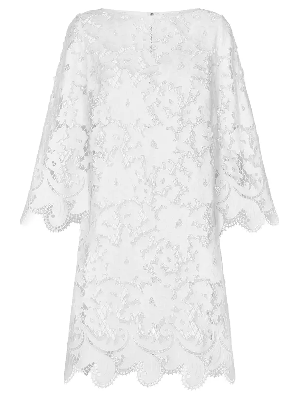 Dolce & Gabbana Cotton Dress With Floral Embroidery - White