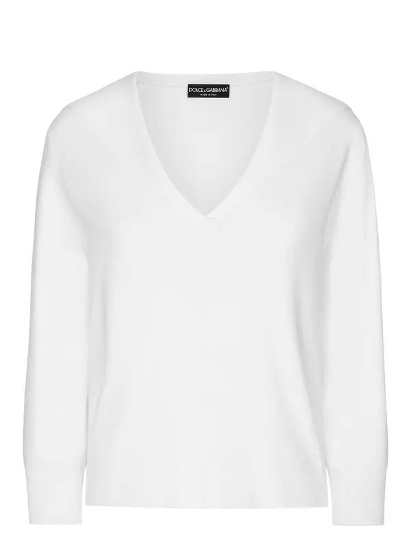 Dolce & Gabbana Viscose Sweater With Sailor Collar - White